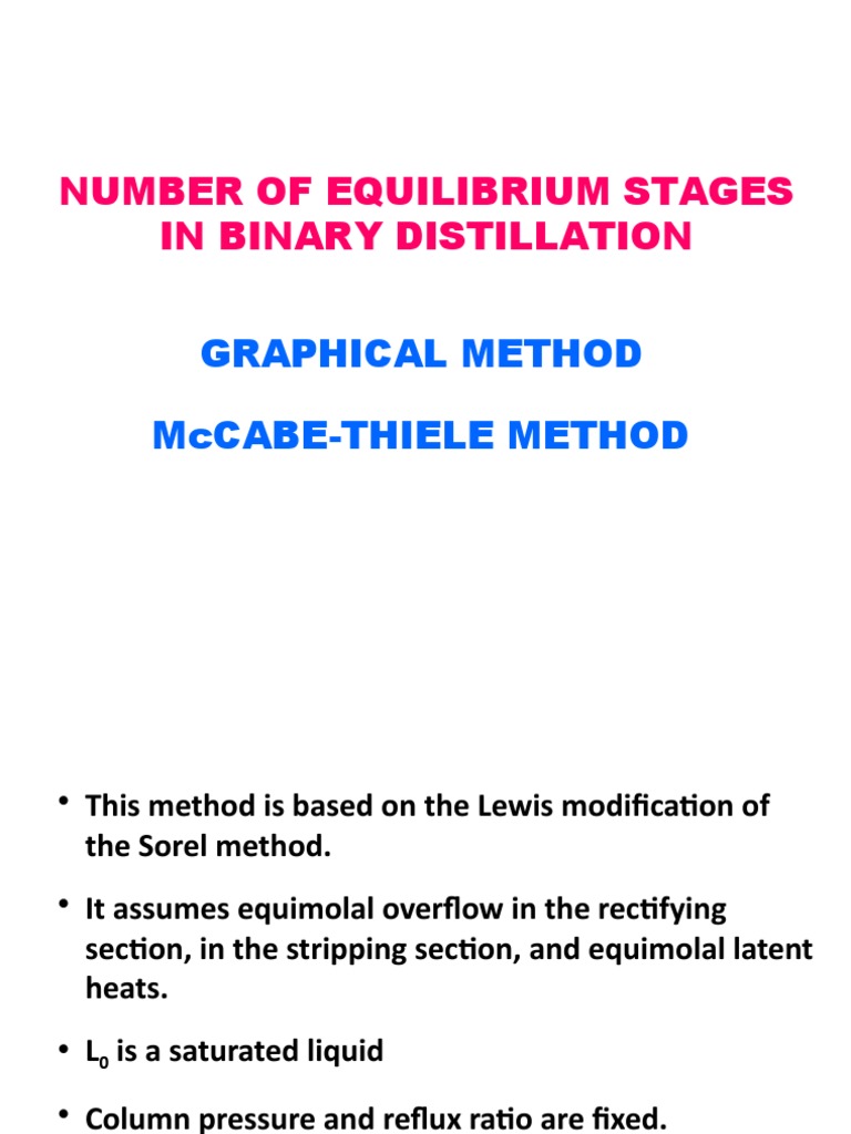 Number of Equilibrium Stages in Binary Distillation: Graphical Method Mccabe-Thiele Method | PDF ...