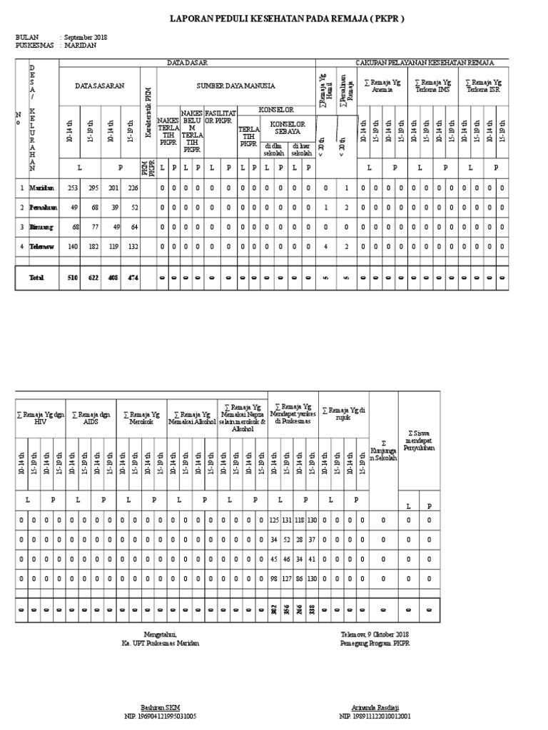 Laporan Kesehatan Remaja PKPR 2018 | PDF