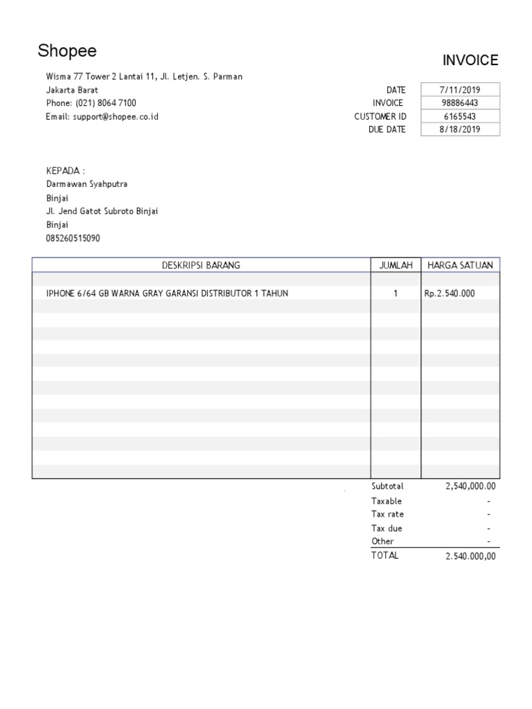 Invoice Template | PDF | Invoice | Spreadsheet