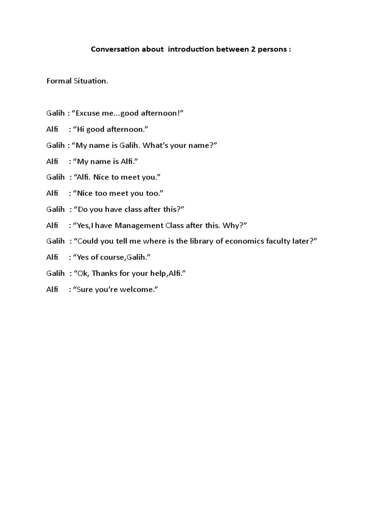 Conversation About Introduction Between 2 Persons | PDF