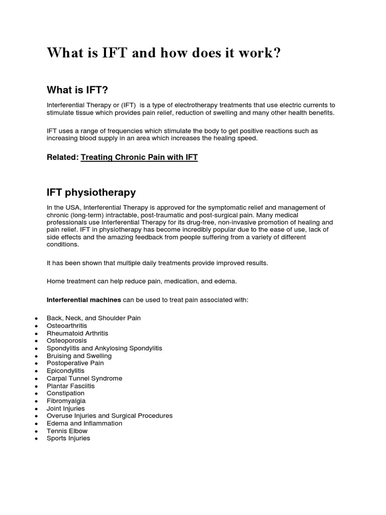What Is IFT and How Does It Work | PDF | Pain | Acupuncture