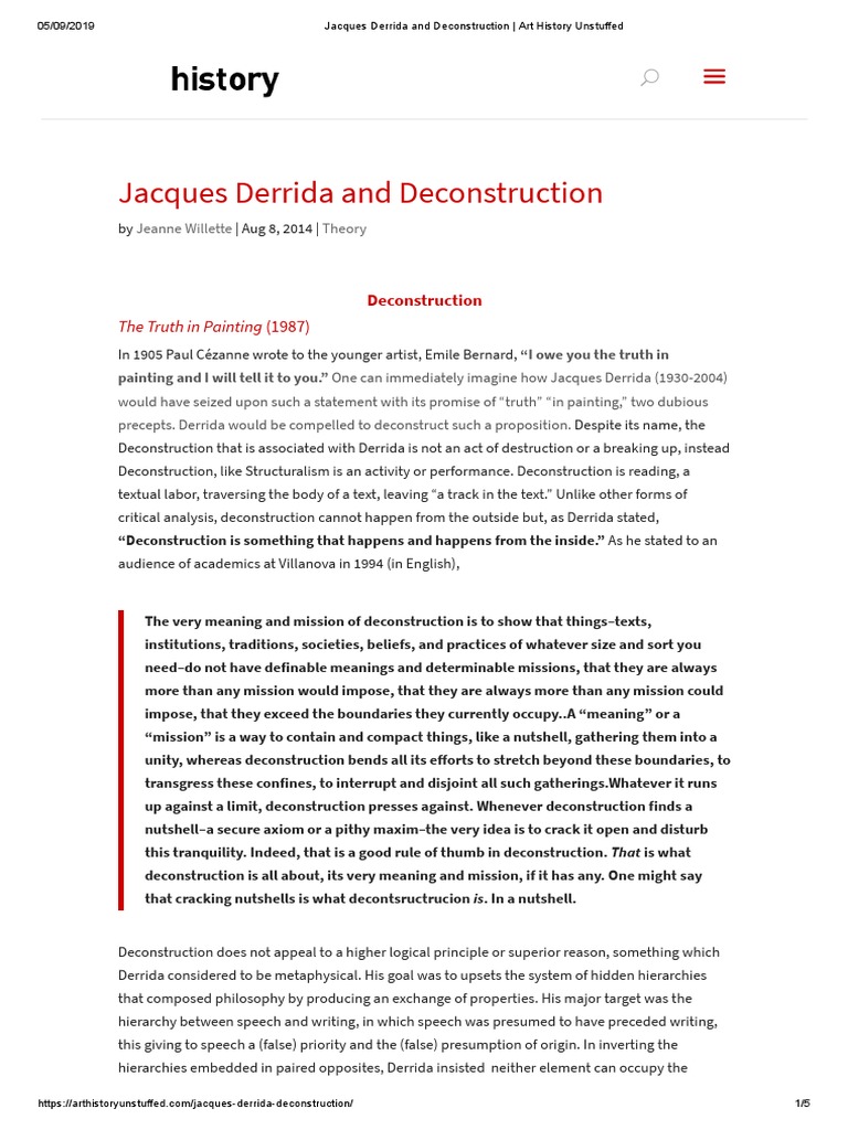 Jacques Derrida and Deconstruction - Art History Unstuffed PDF | PDF ...