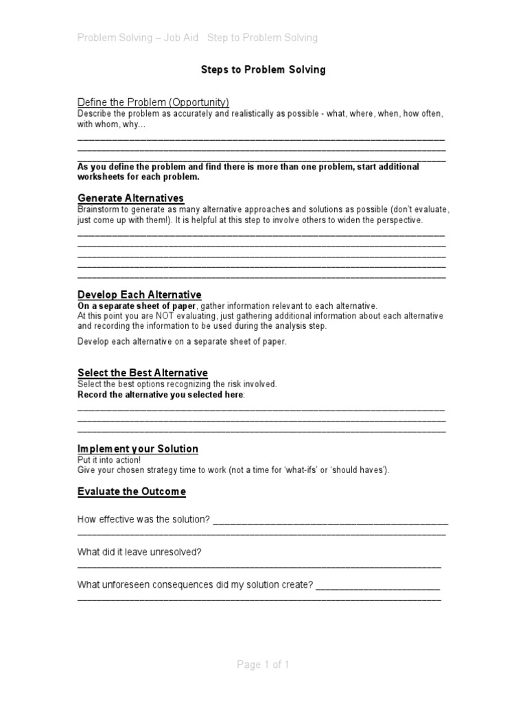 Problem Solving - Job Aid Step To Problem Solving | PDF | Career ...