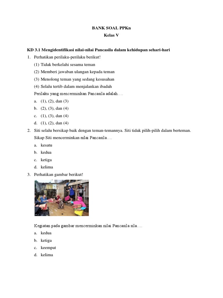 Bank Soal PPKN Kelas V | PDF | Karier & Perkembangan | Kajian Bahasa Asing