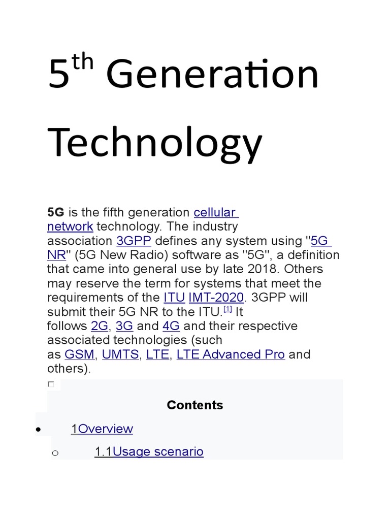 5th Generation Technology | PDF | 4 G | Data Transmission