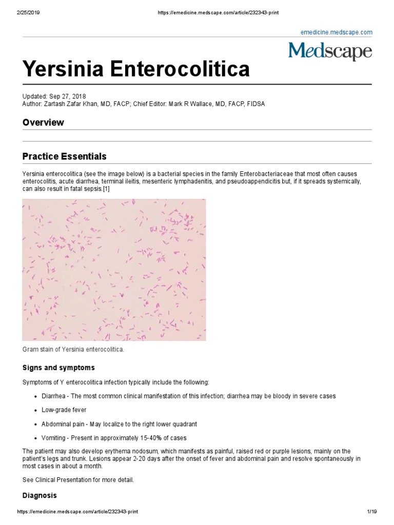 Yersinia Enterocolitica: Signs and Symptoms | PDF | Lymphatic System ...