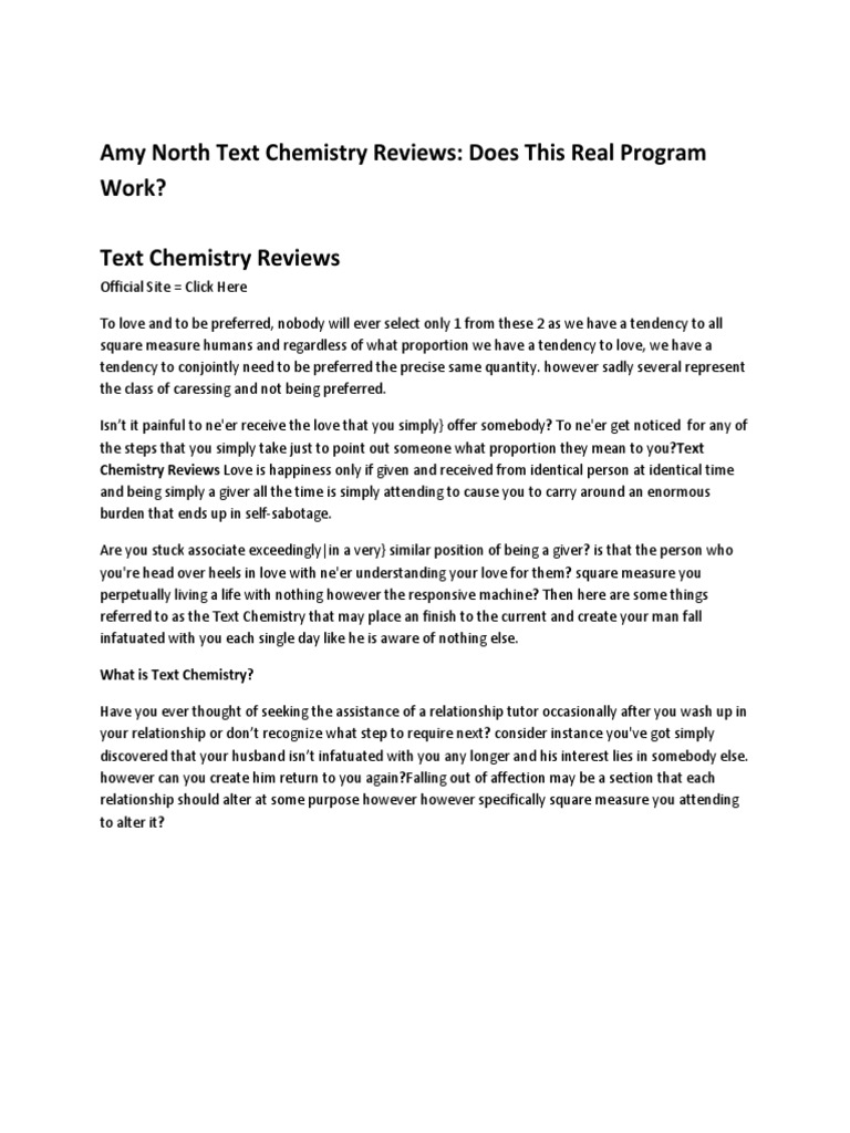 Amy North Text Chemistry Reviews: Does This Real Program Work? | PDF