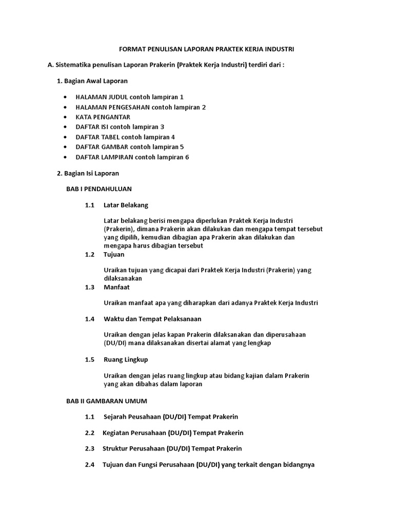 Format Juknis Laporan Prakerin | PDF