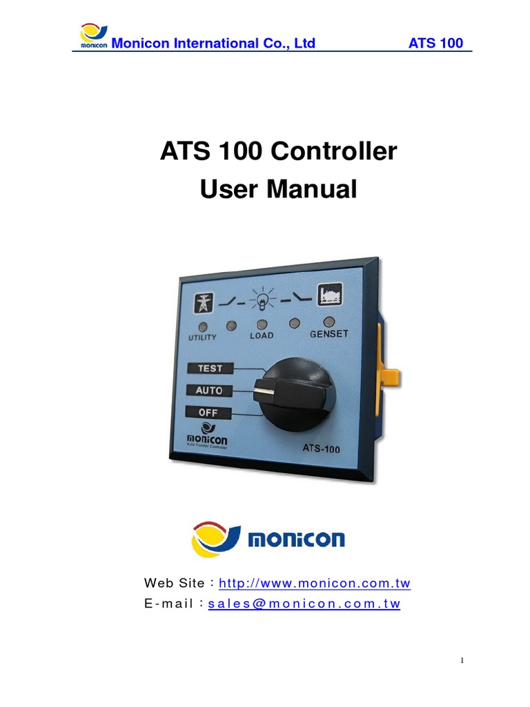 ATS 100 Controller User Manual | PDF | Power Supply | Alternating Current