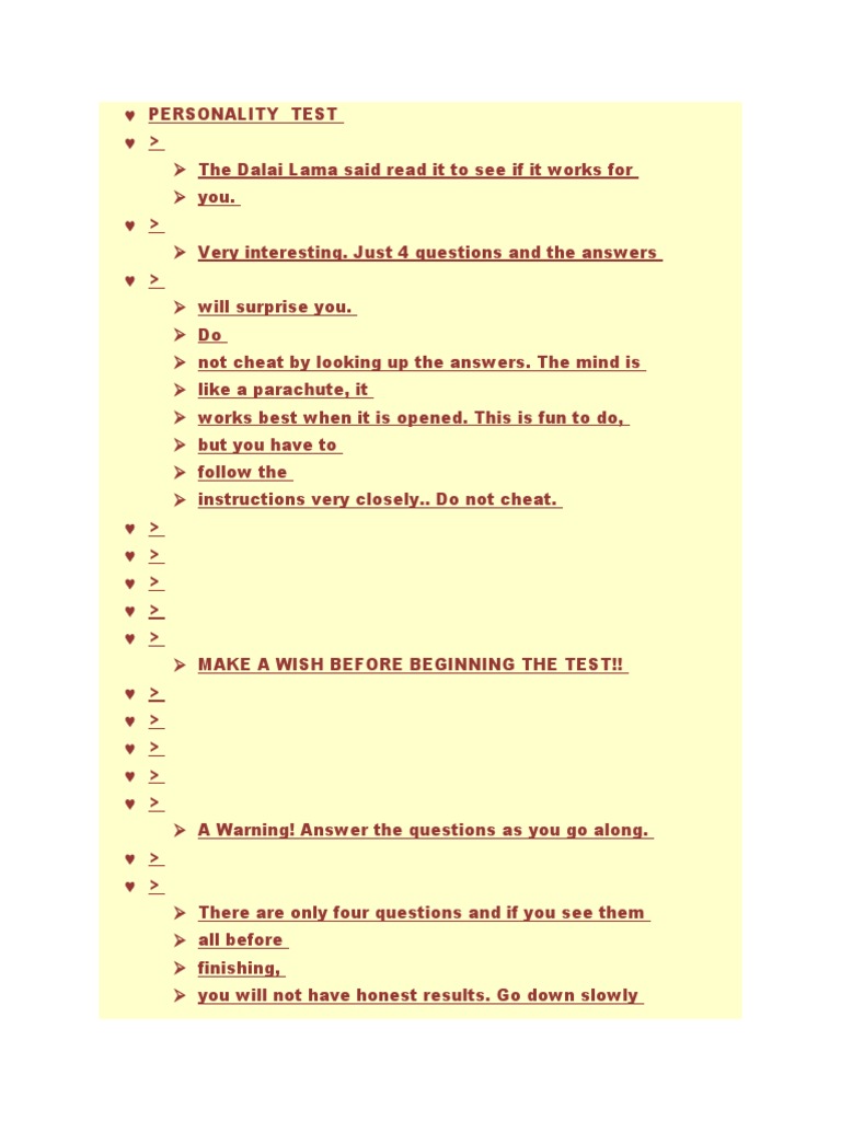 Personality Test | PDF