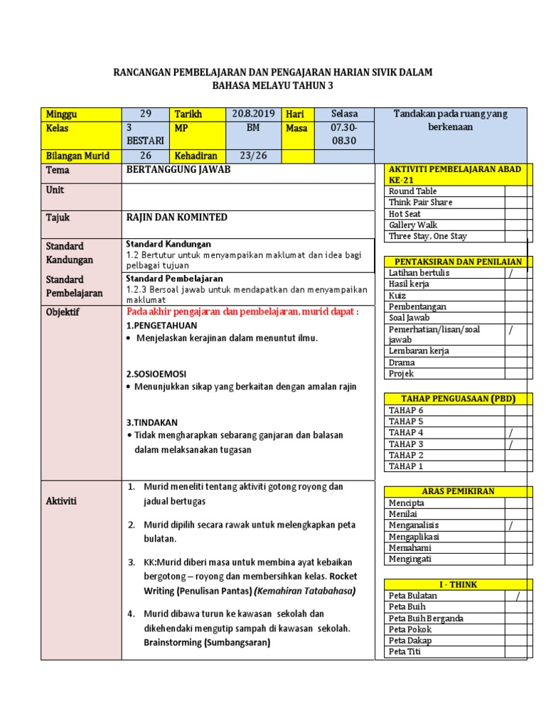RPH Sivik Dalam Bahasa Melayu | PDF