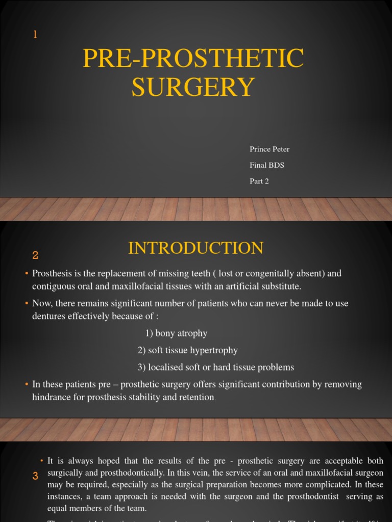 Preprosthetic Surgery | PDF | Dentures | Prosthesis