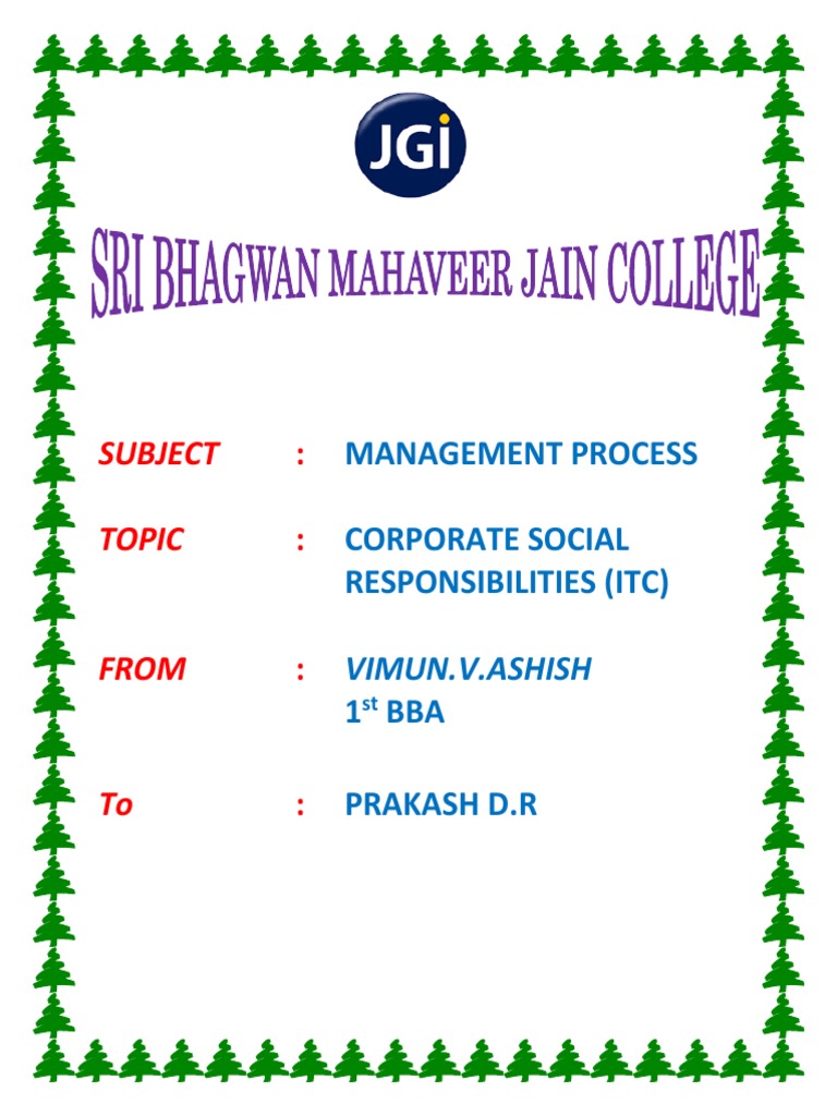 Subject Topic: Management Process Corporate Social Responsibilities ...