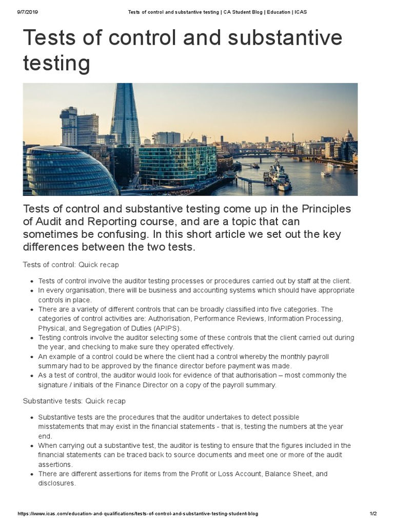 Tests of control and substantive testing.pdf | Audit | Accounting