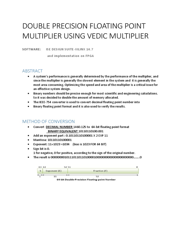 Double Precision Floating Point Multiplier | PDF | Multiplication | Bit