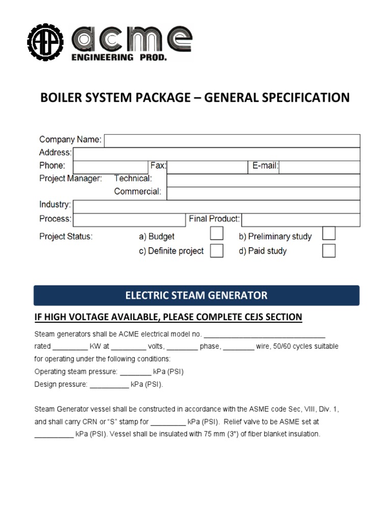 Auxillary Boiler Specification | PDF