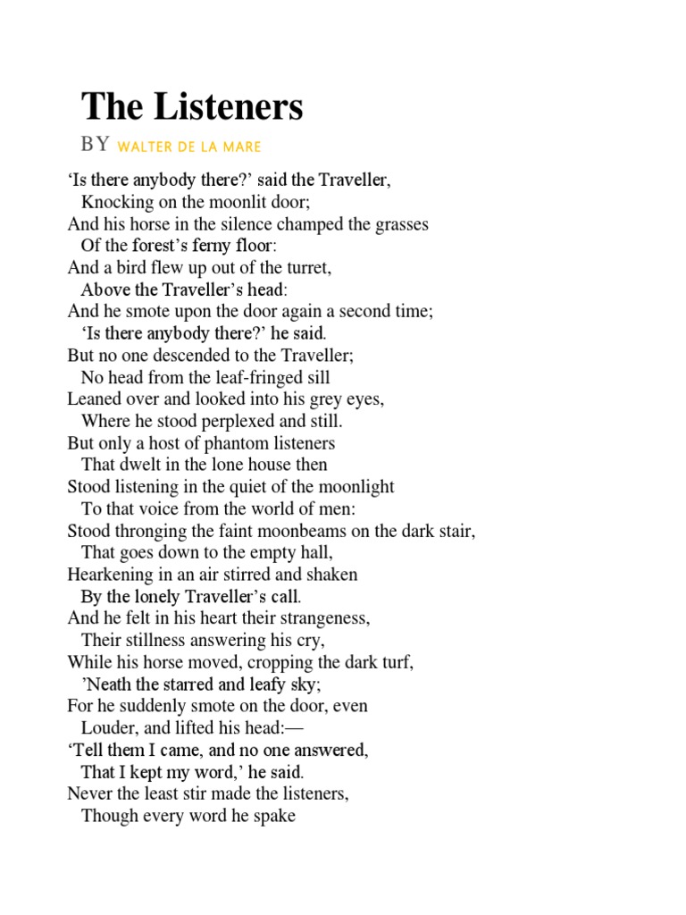 The Listeners: Walter de La Mare | PDF | Poetry | Classics