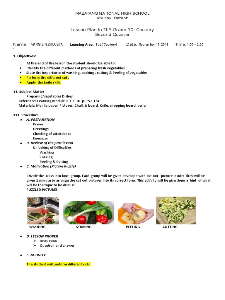 Lesson Plan in TLE Grade 9 | PDF | Lesson Plan | Education Theory