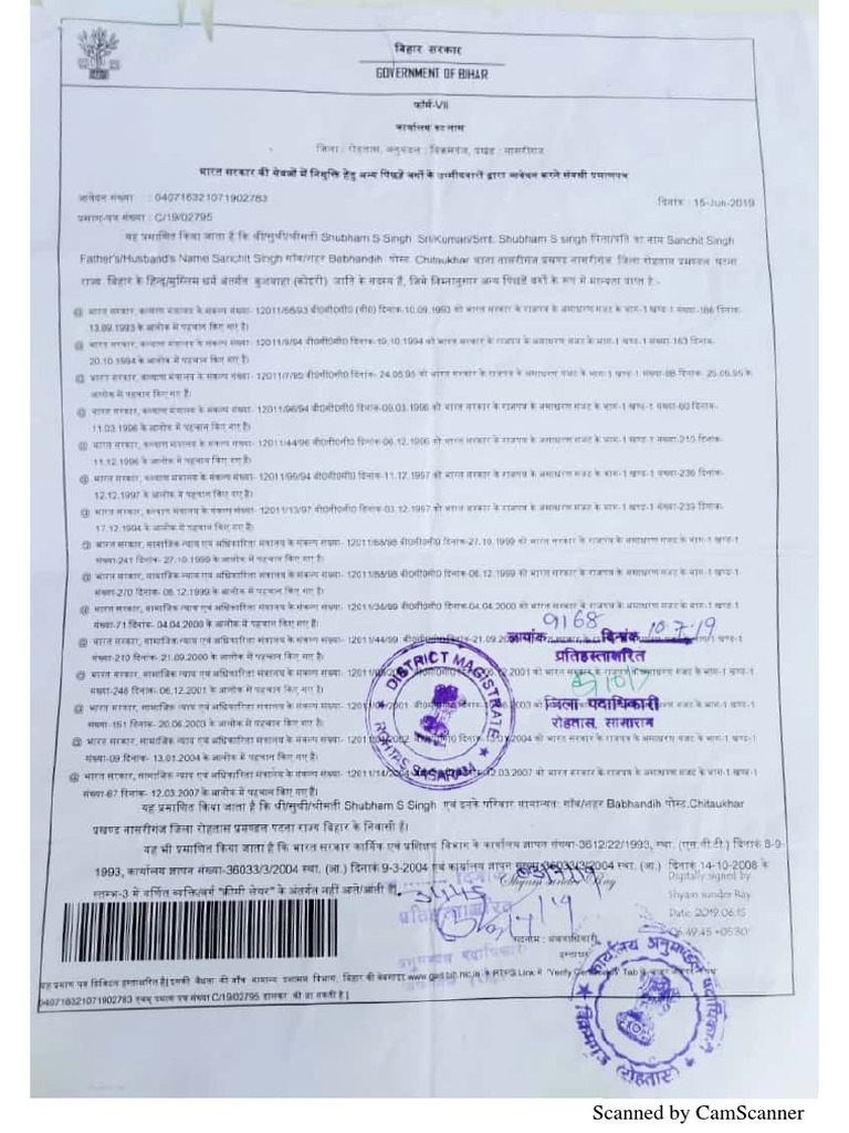 Caste Certificate | PDF