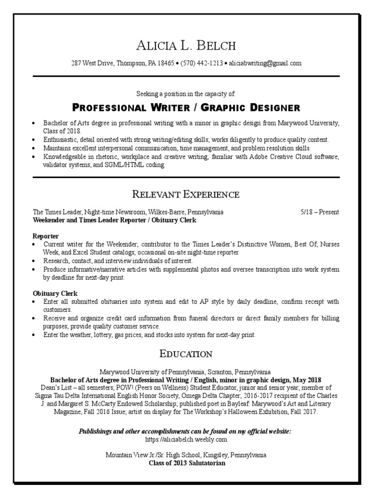 Alicia Belch 2019 Resume | PDF | Communication