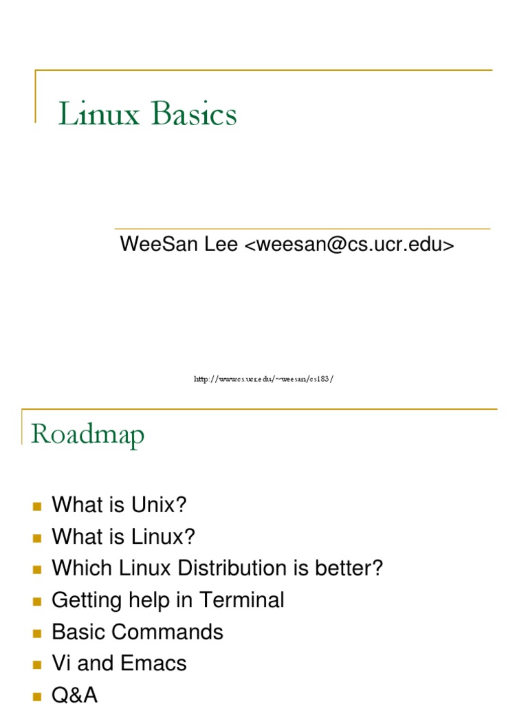 Linux Basics: Weesan Lee | PDF | Linux | Unix