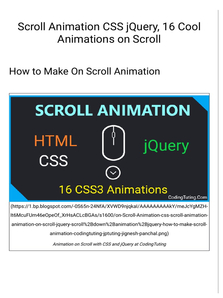 Scroll Animation Css Jquery, 16 Cool Animations On Scroll | PDF | J Query | Cascading Style Sheets