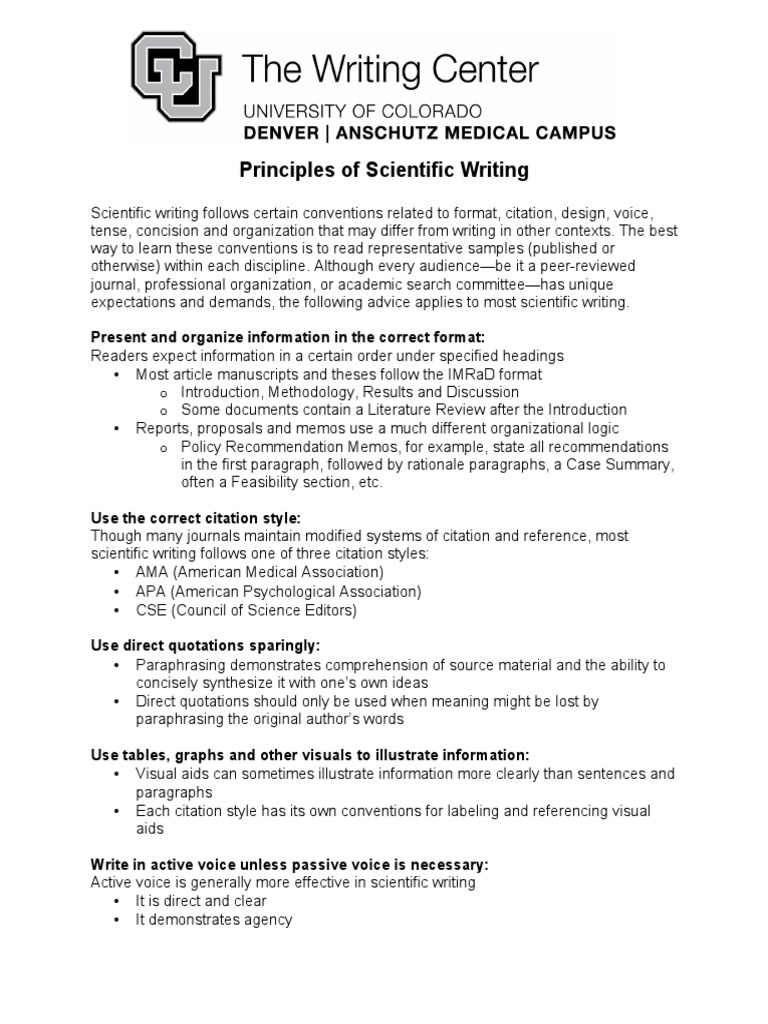 Principles of Effective Scientific Writing | PDF | Citation | Phrase