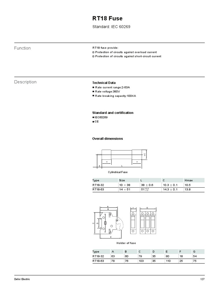 RT18 Fuse | PDF | Fuse (Electrical) | Components