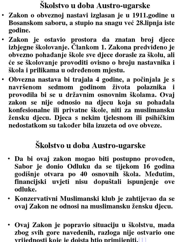 Školstvo U Doba Austro-Ugarske | PDF