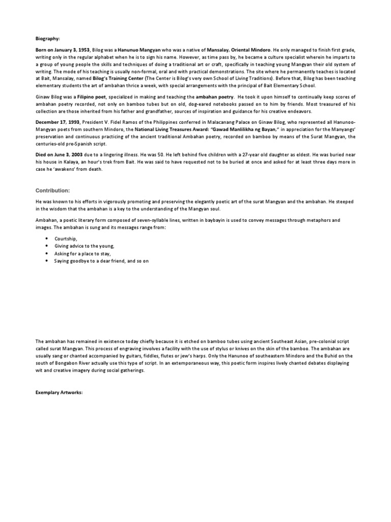 BILOG | PDF | Philippines | Poetry