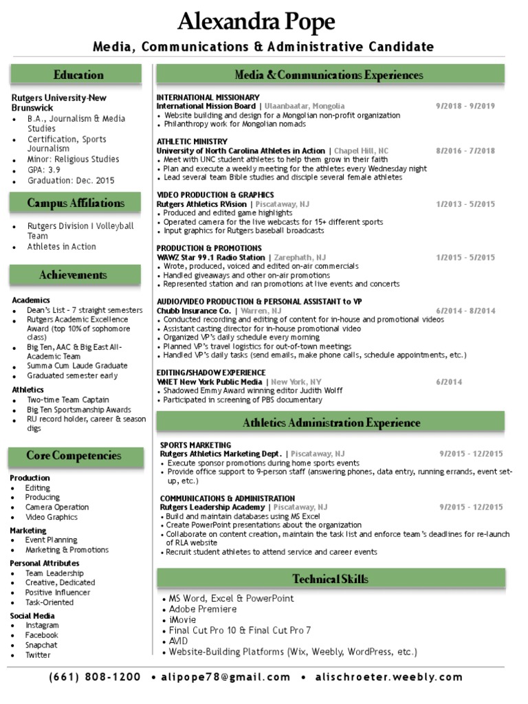 Alexandra Pope Resume 2019 | PDF | University Of North Carolina At ...