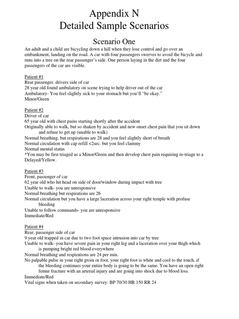 MCI Drill Sample Scenarios | PDF | Breathing | Cardiopulmonary ...