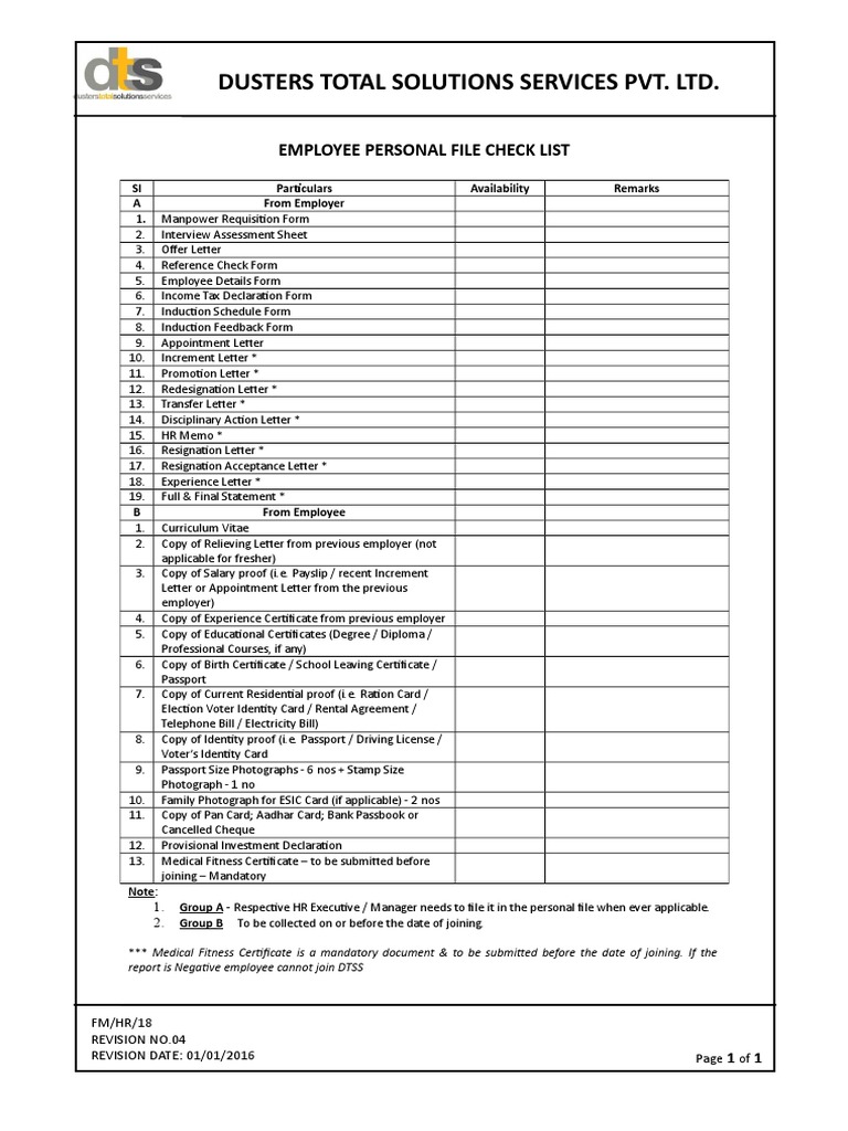 Checklist of Documents BO | Identity Document | Cheque