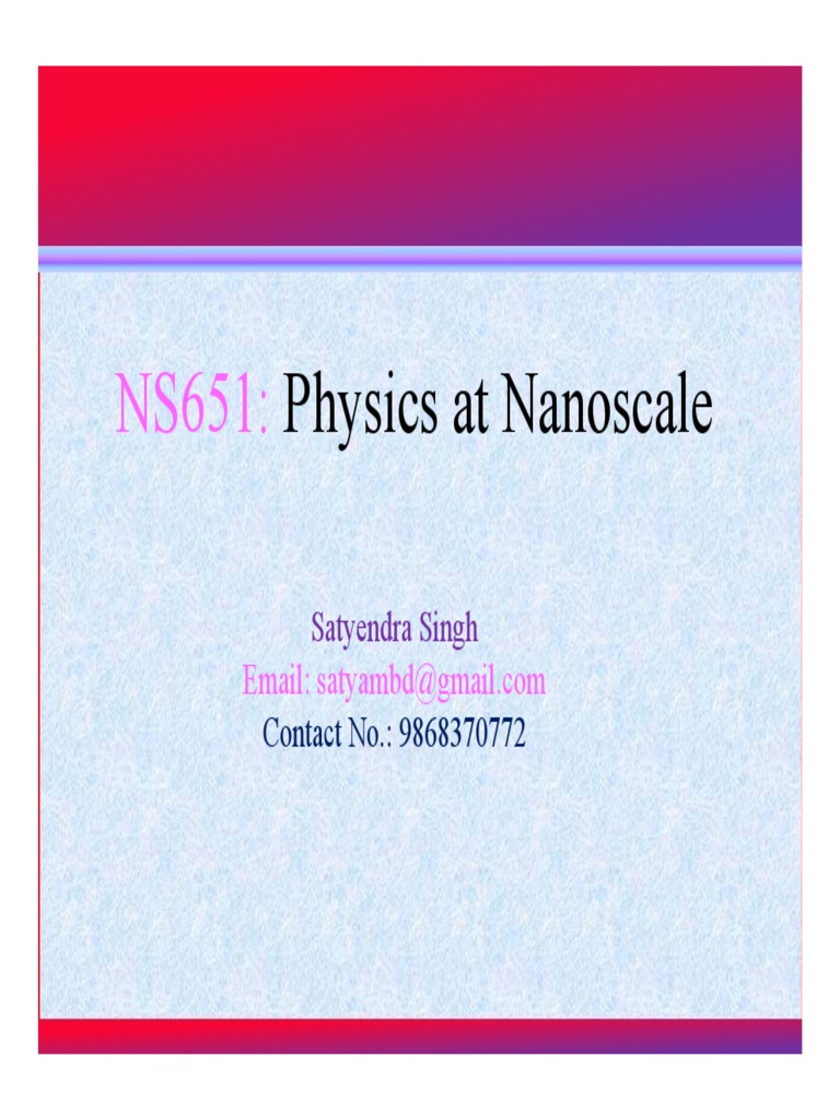 Physics of Nanoscale Materials | PDF | Nanotechnology | Nanomaterials