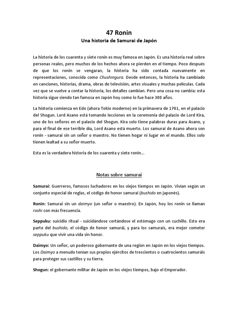47 Ronin | PDF | Samurai | Japón feudal
