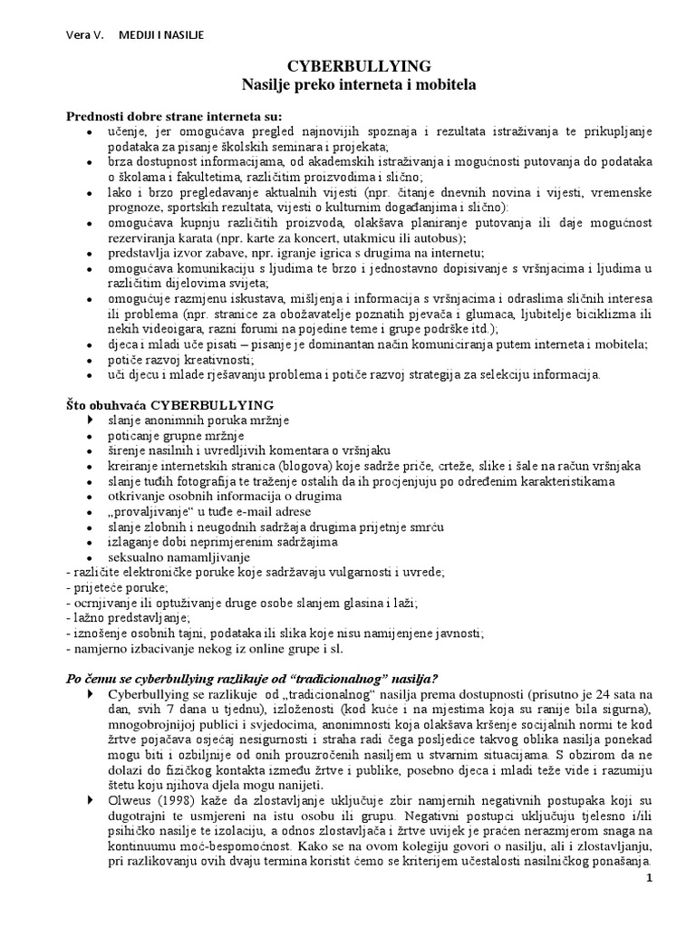 1 Mediji I Nasilje | PDF