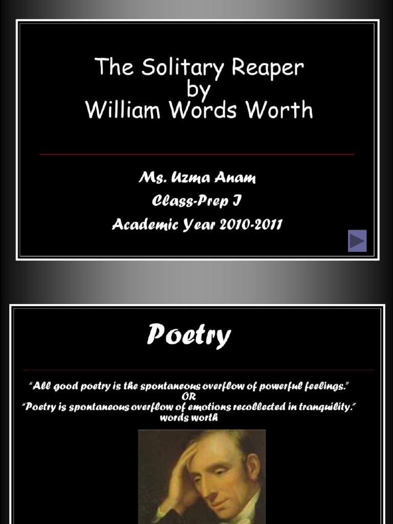 The Solitary Reaper by William Words Worth | PDF