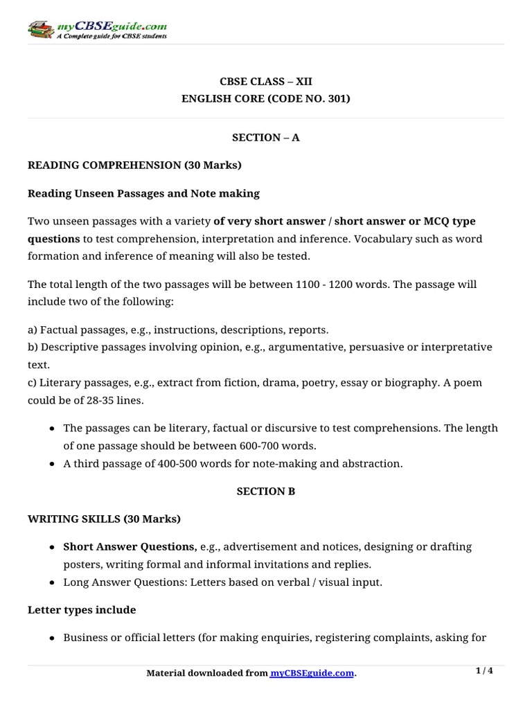CBSE Class 12 English Guide | PDF | Reading Comprehension | Human ...