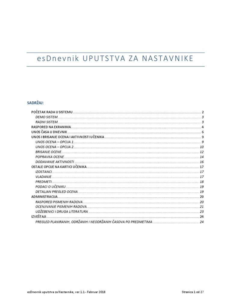 Uputstvo Za Nastavnike | PDF