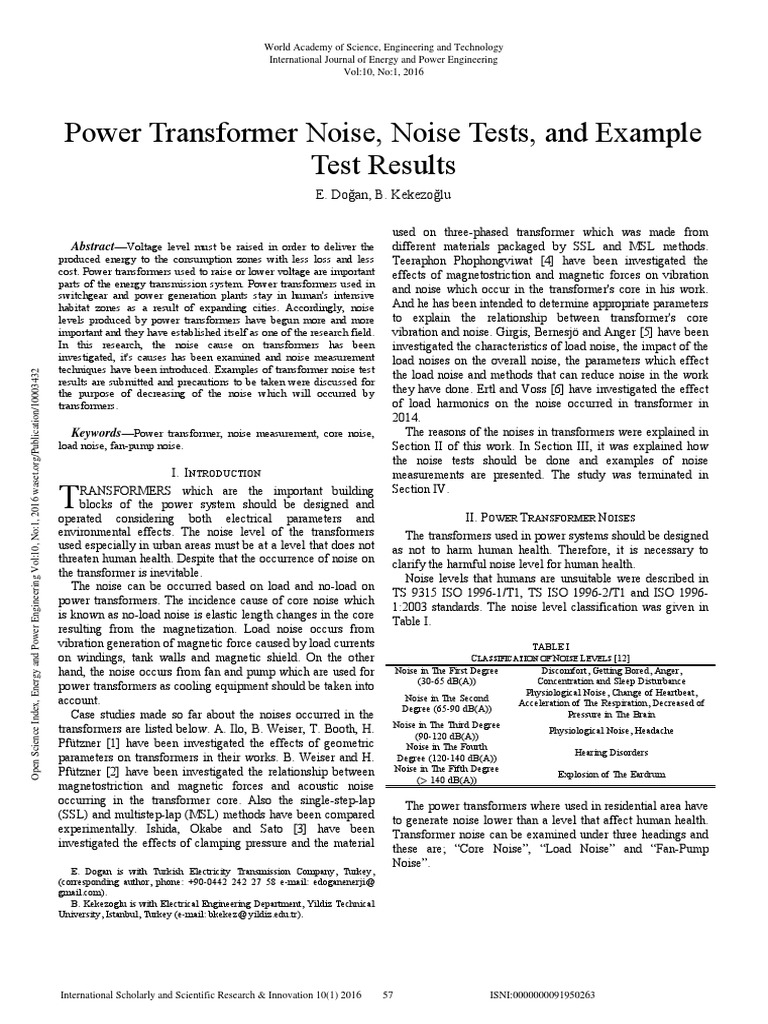 Transformer Noise Level Testing Methods | PDF | Transformer | Noise