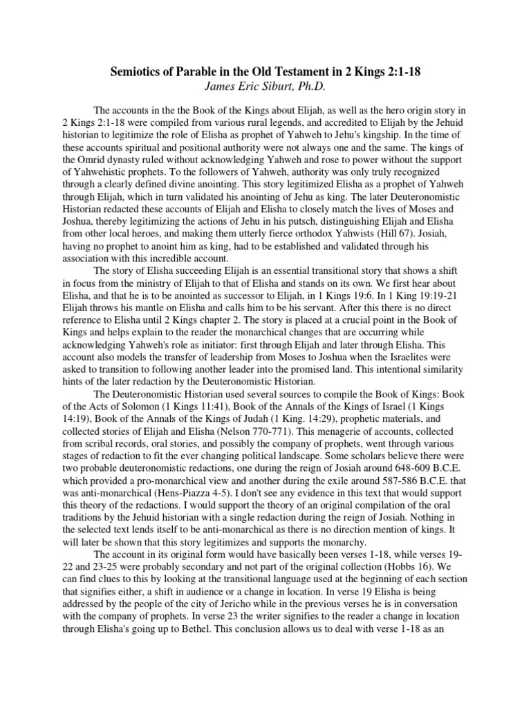 Semiotics of Parable in The Old Testament | PDF | Elijah | Books Of Kings