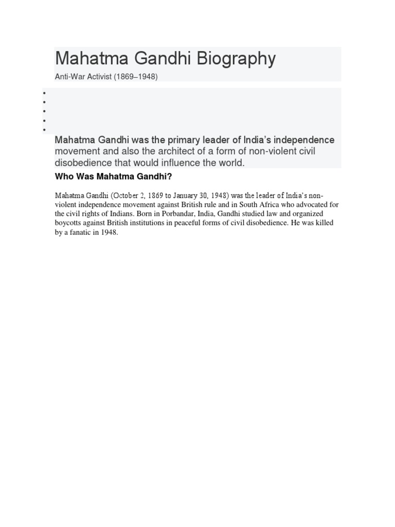 Mahatma Gandhi | PDF | Mahatma Gandhi | Religion And Belief