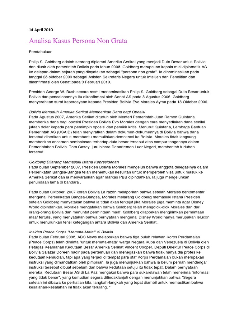 Contoh Kasus Persona Grata | PDF