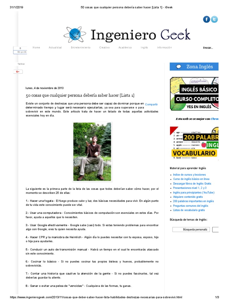 50 Cosas Que Cualquier Persona Debería Saber Hacer (Lista 1) - IGeek ...