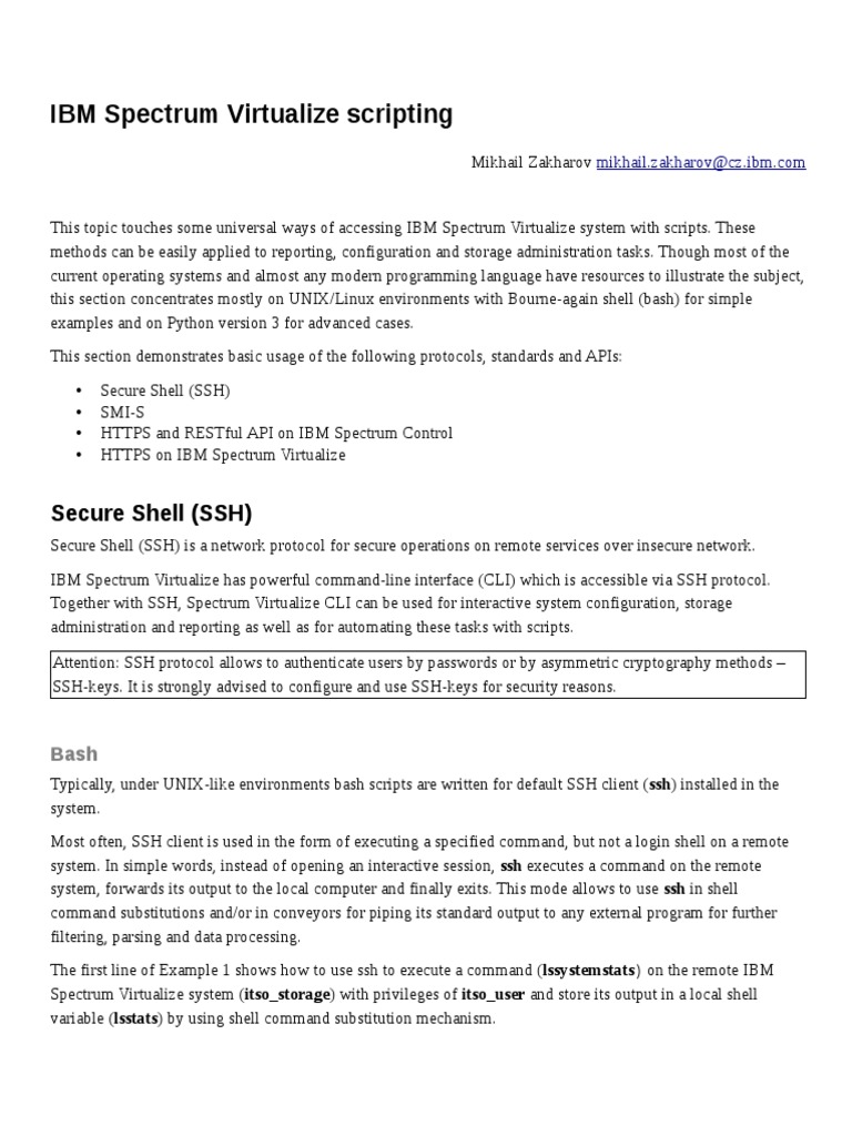 Ibm SVC Storwize Scripting | Download Free PDF | Secure Shell | Command Line Interface