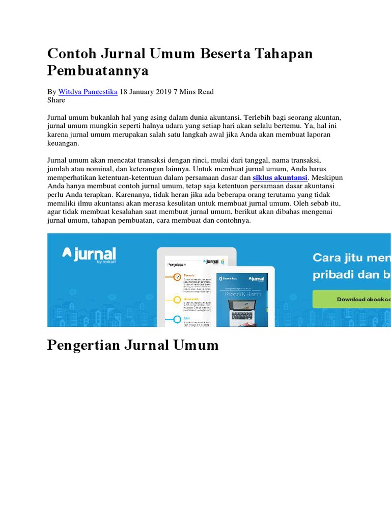 Contoh Jurnal Umum Beserta Tahapan Pembuatannya | PDF | Bisnis ...