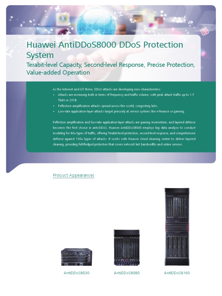 Huawei AntiDDoS8000 DDoS Protection System Datasheet | PDF | Denial Of ...