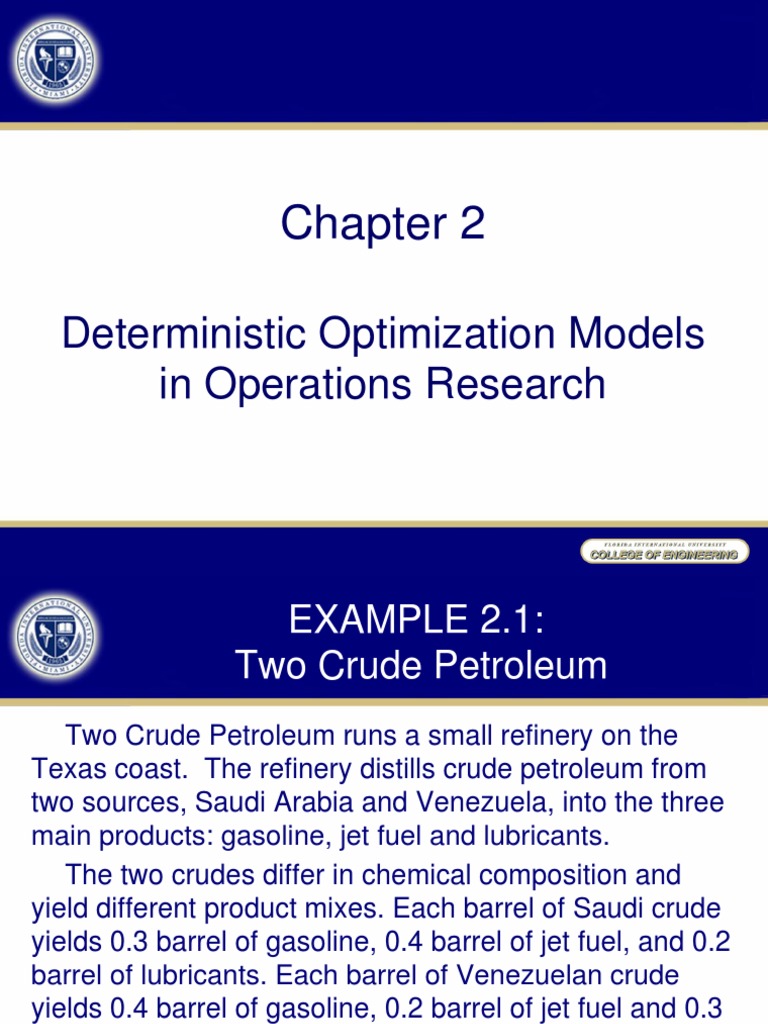 Deterministic Optimization Models in Operations Research | PDF ...