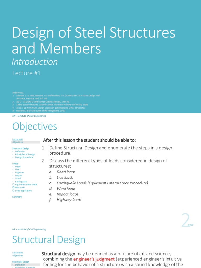 LECTURE 1 - Design of Steel Structures and Members | PDF | Moment ...