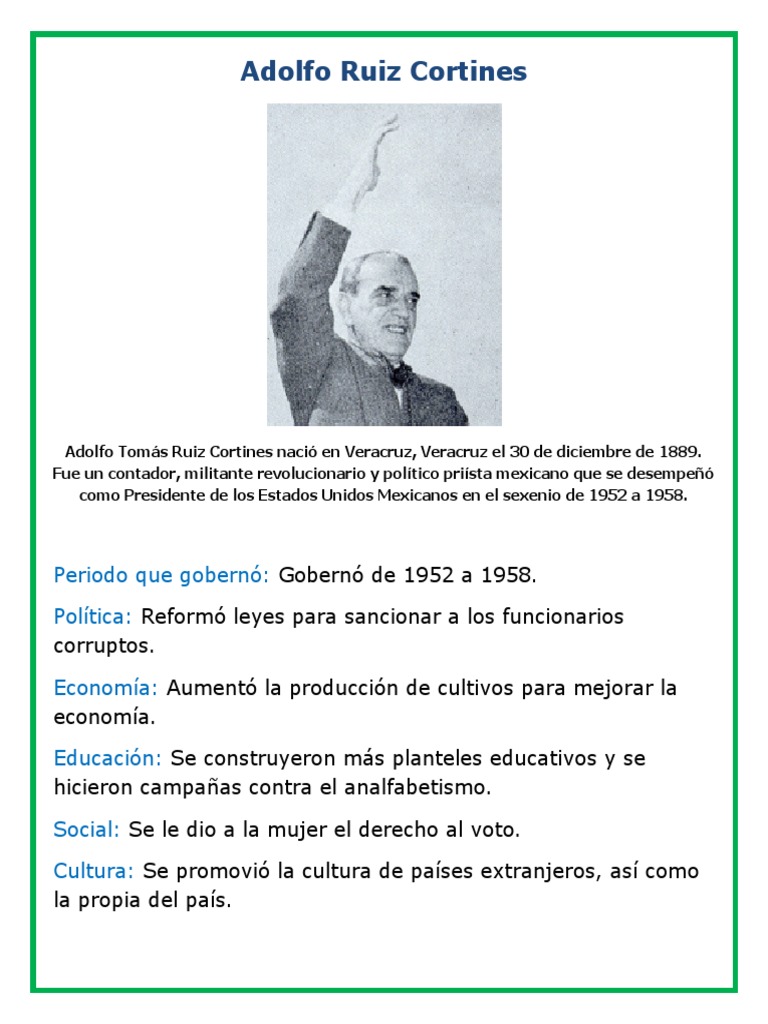 Adolfo Ruiz Cortines - Resumen | PDF